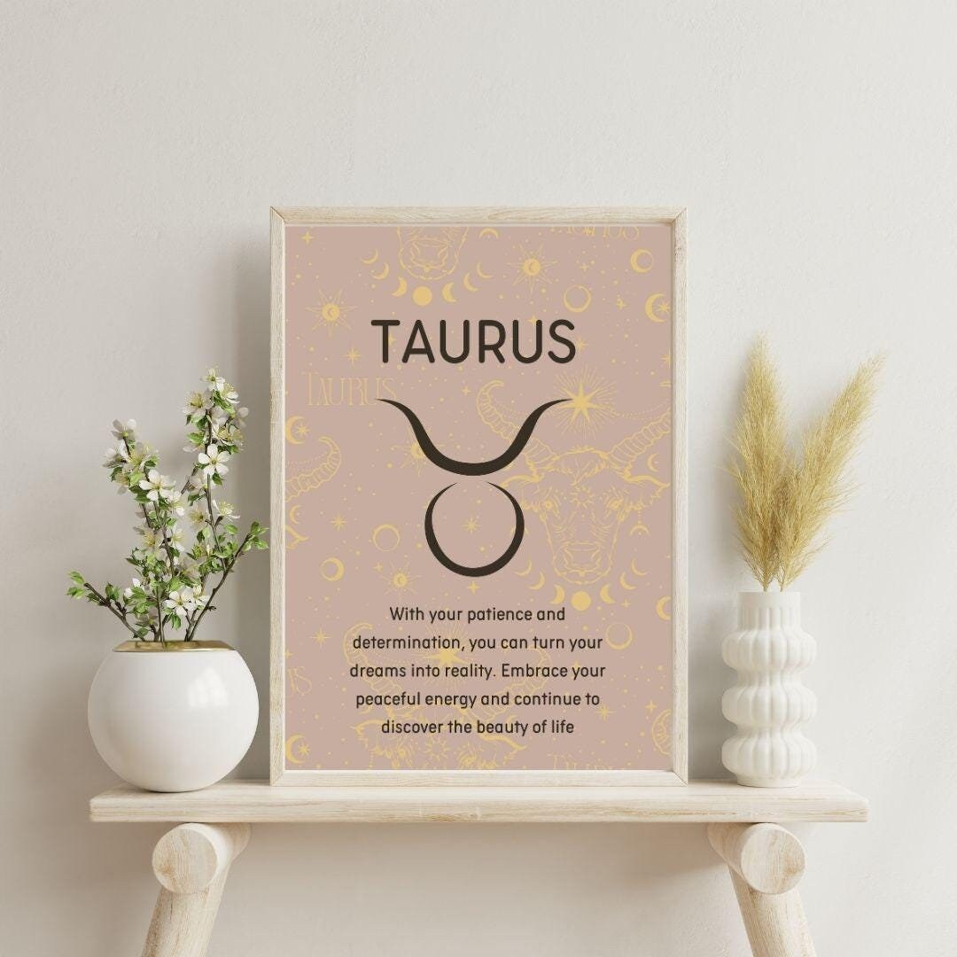 Taurus Zodiac Sign Motivational Digital Print - Minimalist ...
