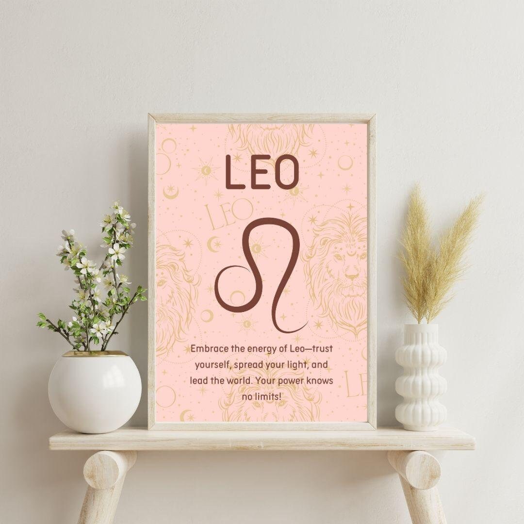 Leo Zodiac Sign Motivational Digital Print - Minimalist Inspirational ...