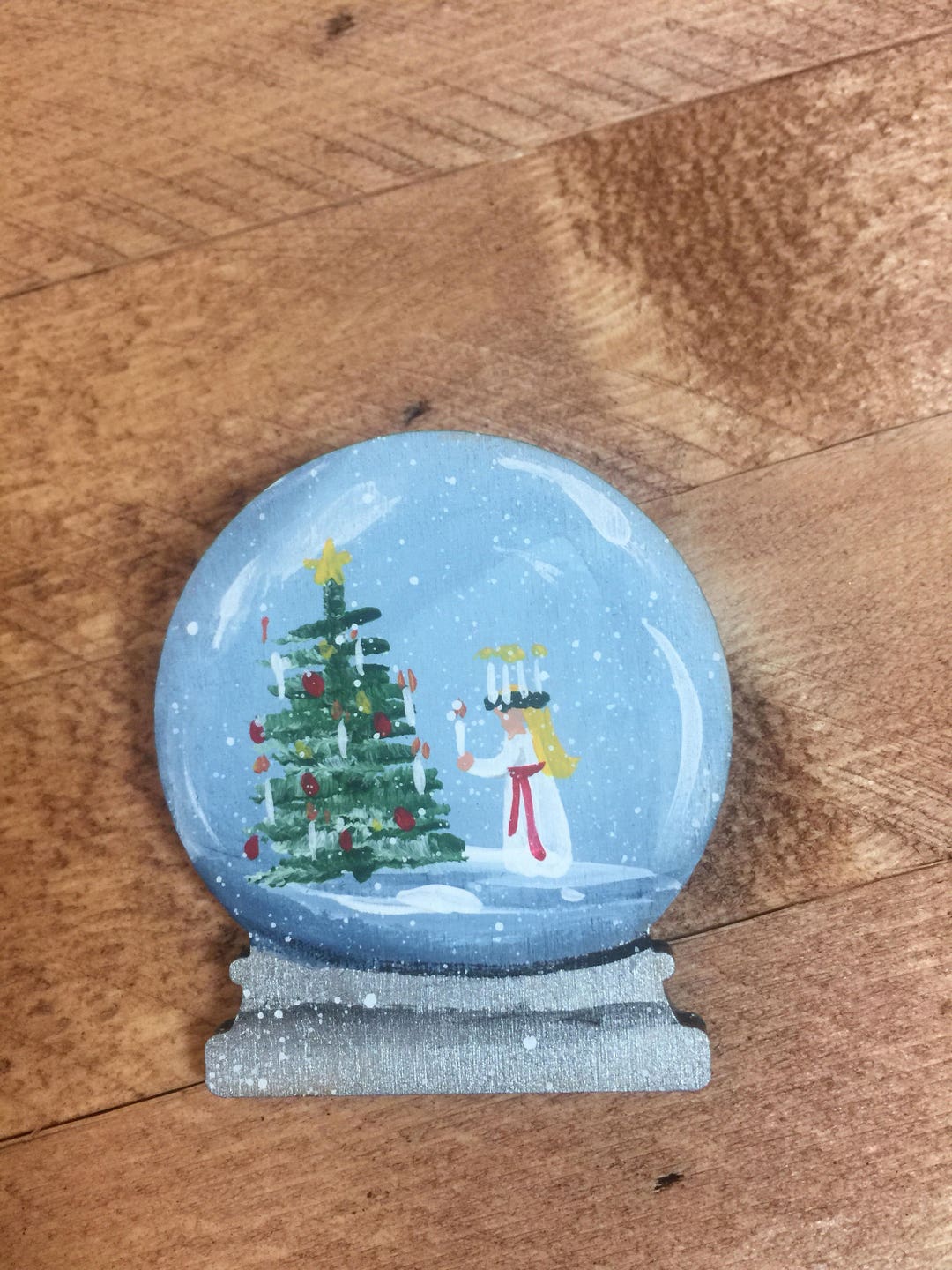 Hand Painted Snow Globe Pin or Magnet Choice - Etsy