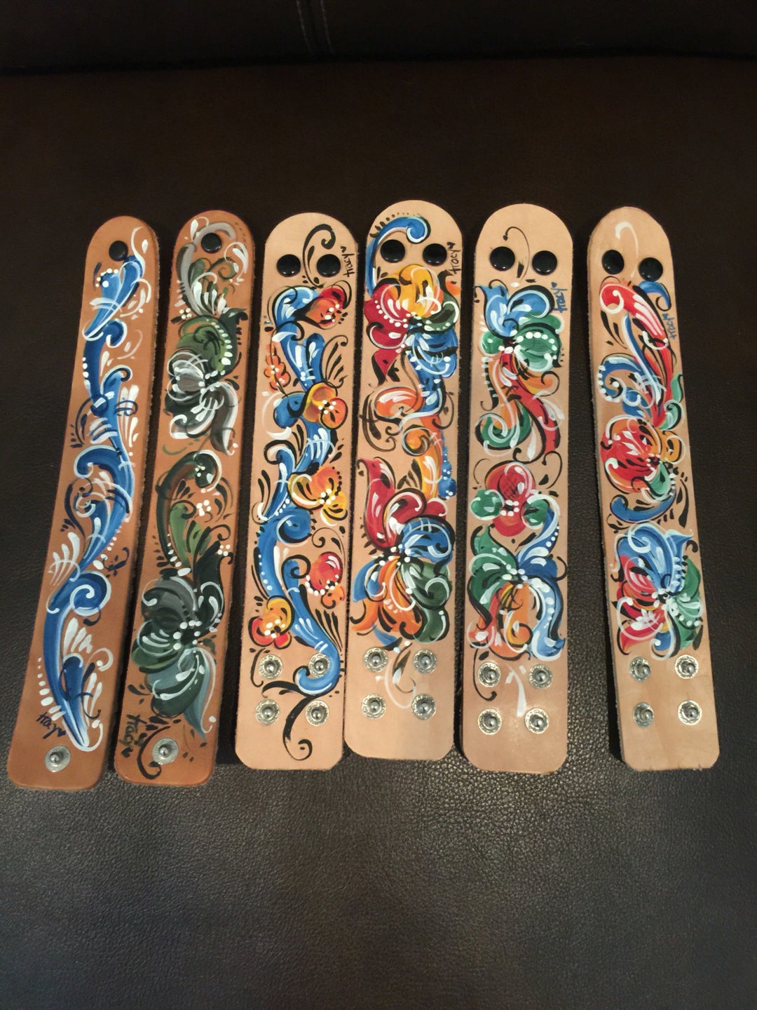 Hand Painted Leather Bracelets - Etsy