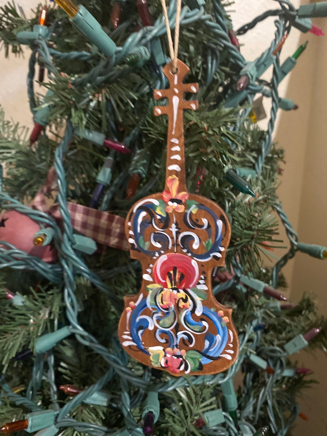 Norwegian Rosemaled Violin Fiddle Ornament - Etsy