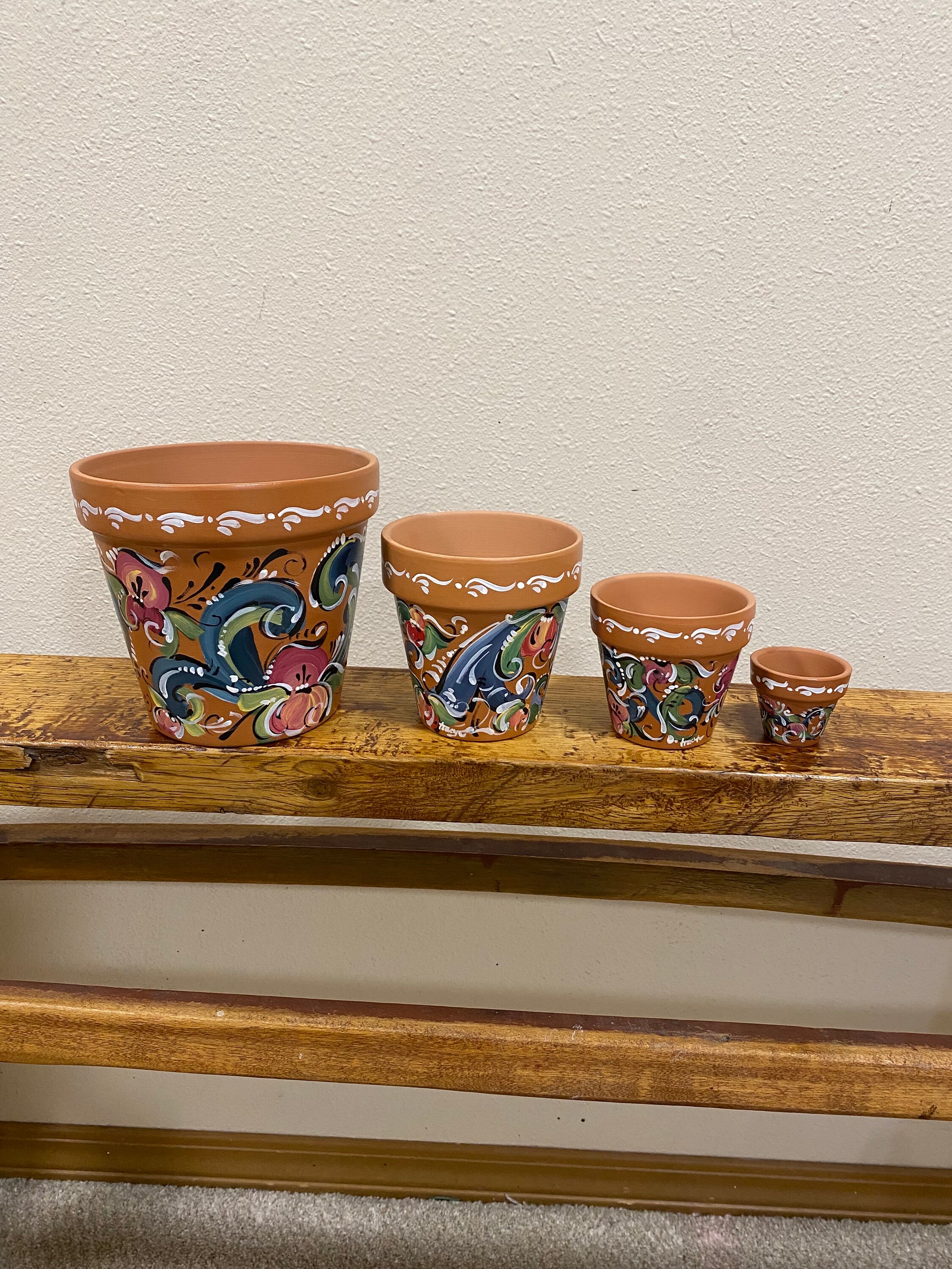 Norwegian Rosemaled Clay Pot 2”3” 4” or 6” - Etsy