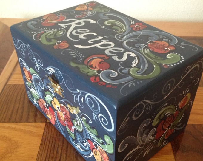 Norwegian Rosemaled Recipe Box - Etsy