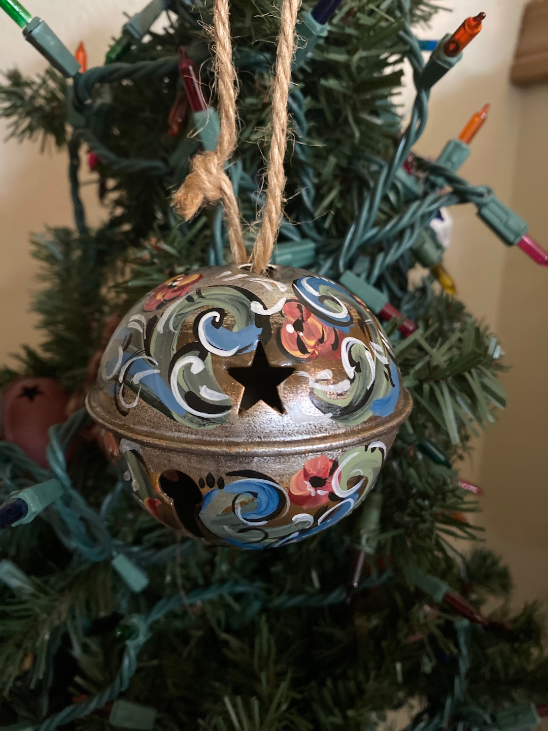 Norwegian Rosemaled Metal Jingle Bell Ornament - Etsy