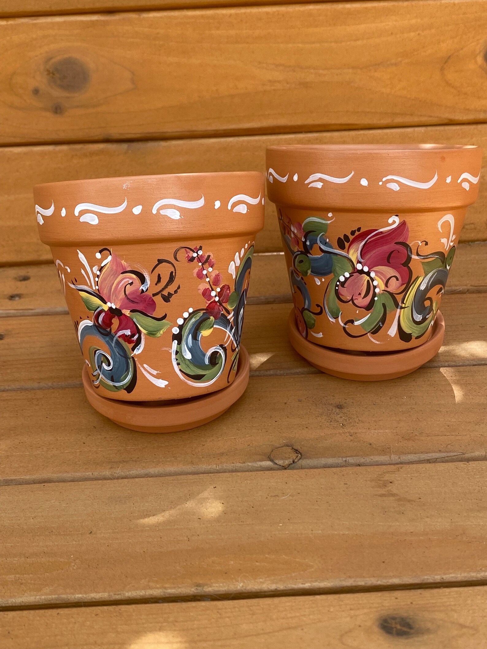 Norwegian Rosemaled Clay Pot 2”3” 4” or 6” - Etsy