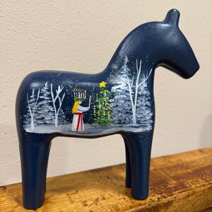 Dala Horse With Santa Lucia Scene - Etsy