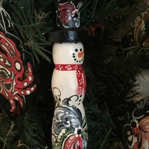 Norwegian Rosemaled Tall Skinny Snowman Ornament - Etsy
