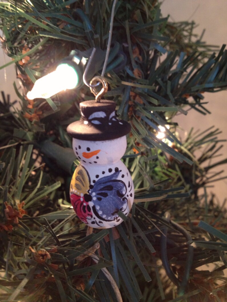 Tiny Norwegian Rosemaled Snowman Ornament - Etsy