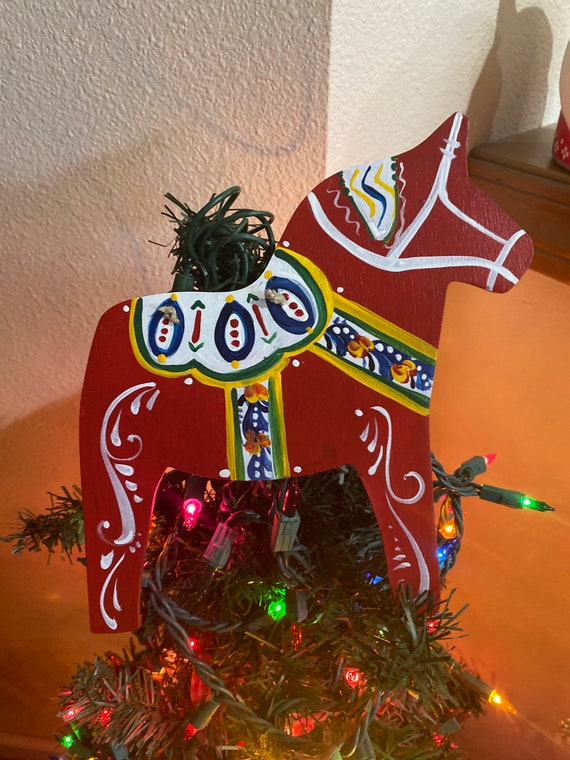 Swedish Dala Horse Tree Topper - Etsy