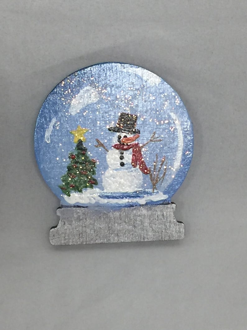 Hand Painted Snow Globe Pin or Magnet Choice - Etsy