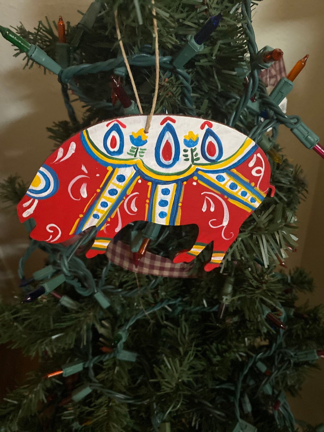 Swedish Dala Pig Ornament - Etsy