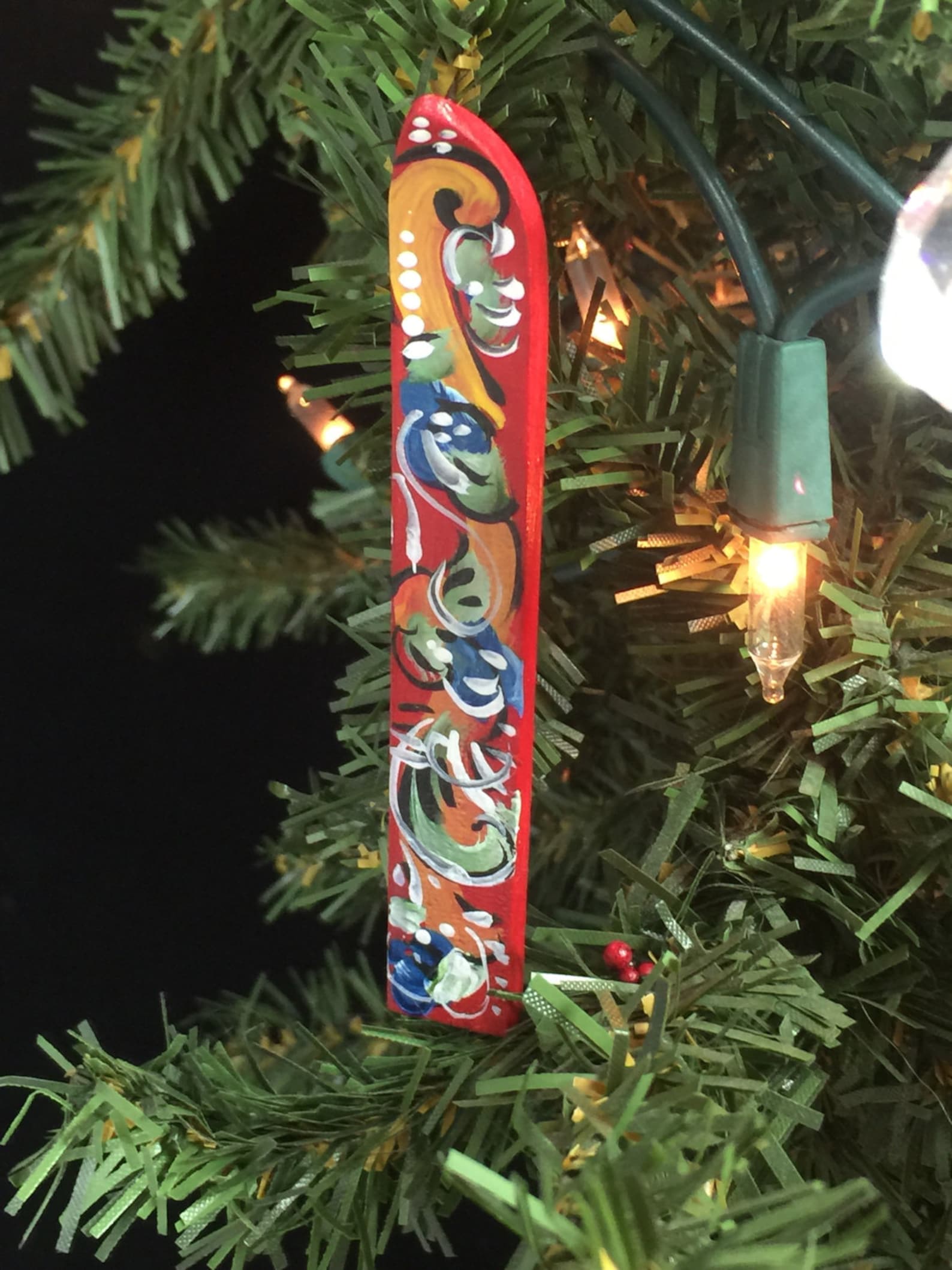 Norwegian Rosemaled Wood Ski Pin - Etsy