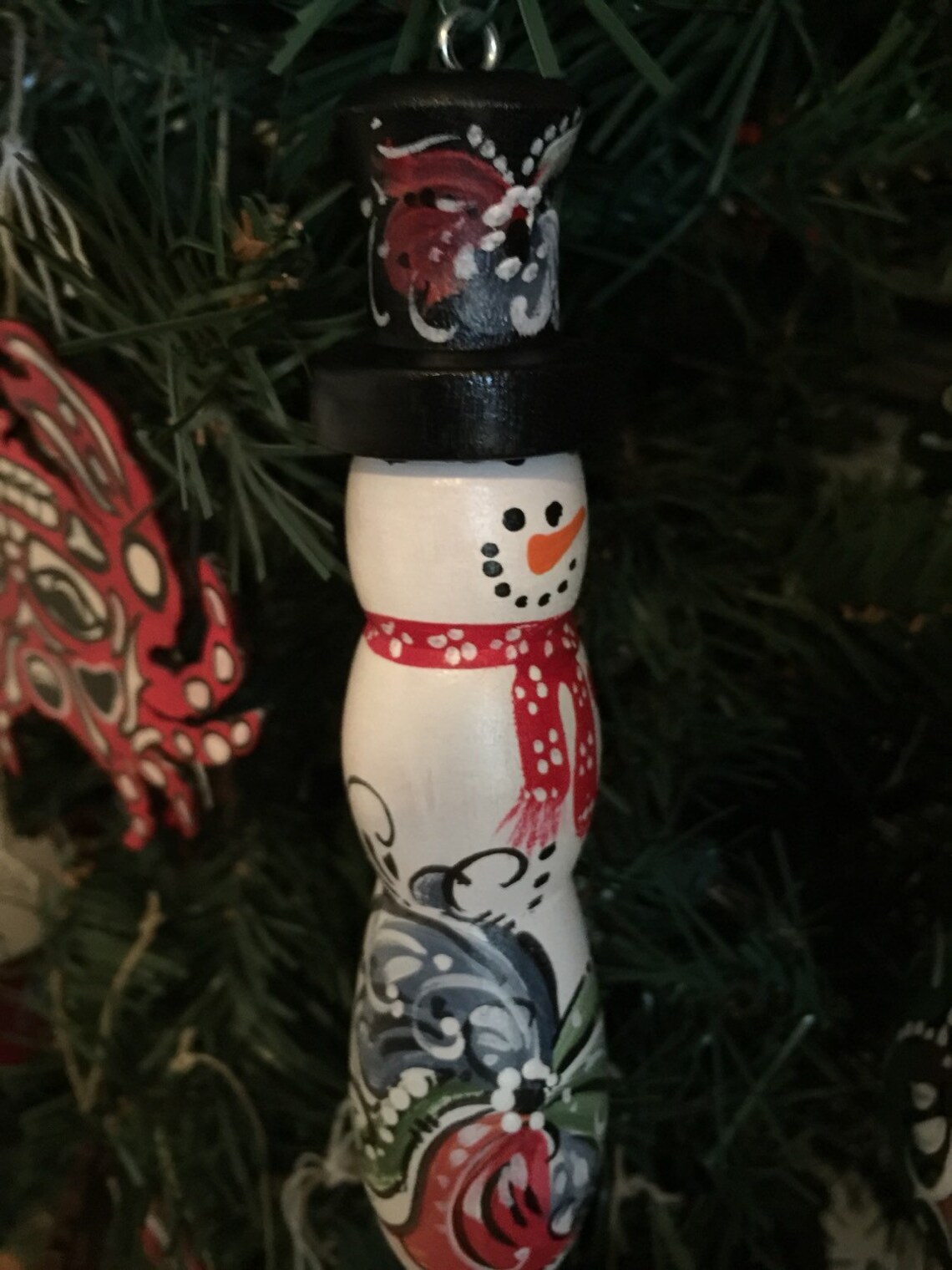 Norwegian Rosemaled Tall Skinny Snowman Ornament - Etsy