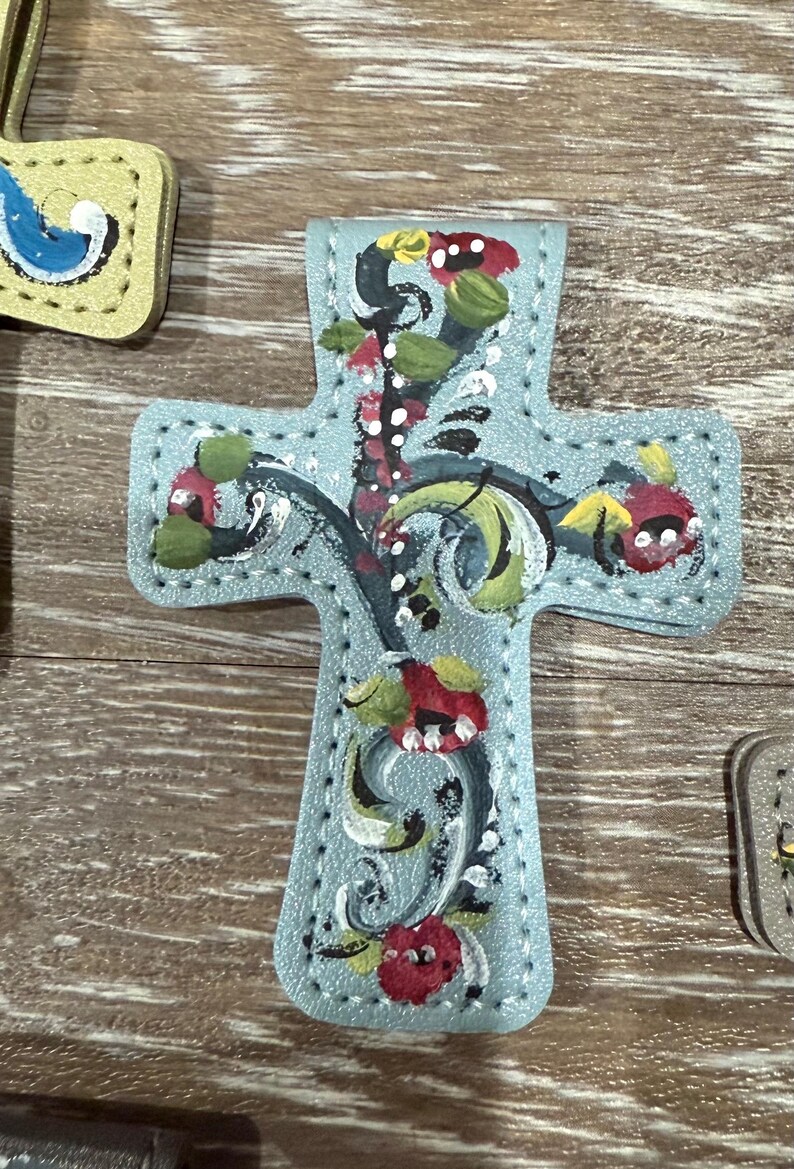 Norwegian Rosemaled Leather Cross Bookmark Choice of Color - Etsy