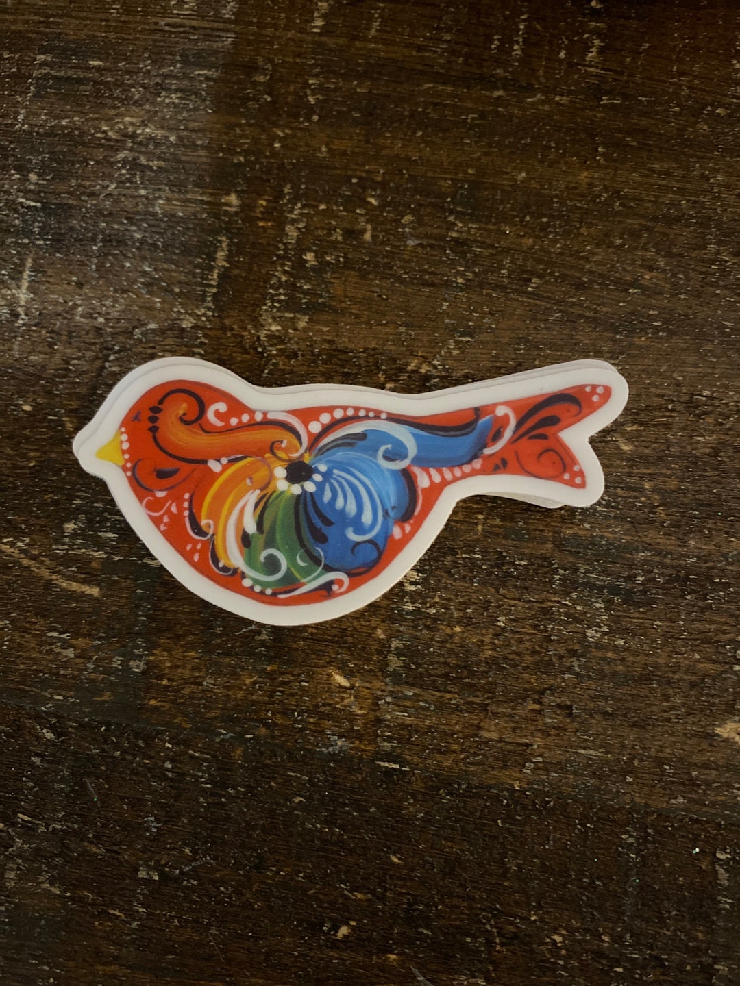 Norwegian Rosemaled Red Bird Sticker or Magnet - Etsy