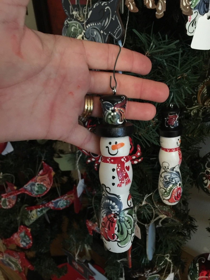 Norwegian Rosemaled Tall Skinny Snowman Ornament - Etsy