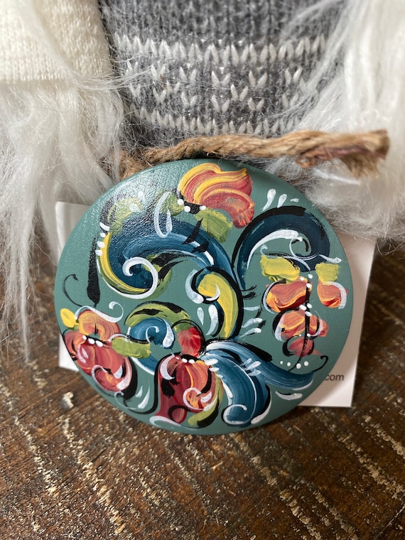 Norwegian Rosemaled Large Round Pin | Etsy