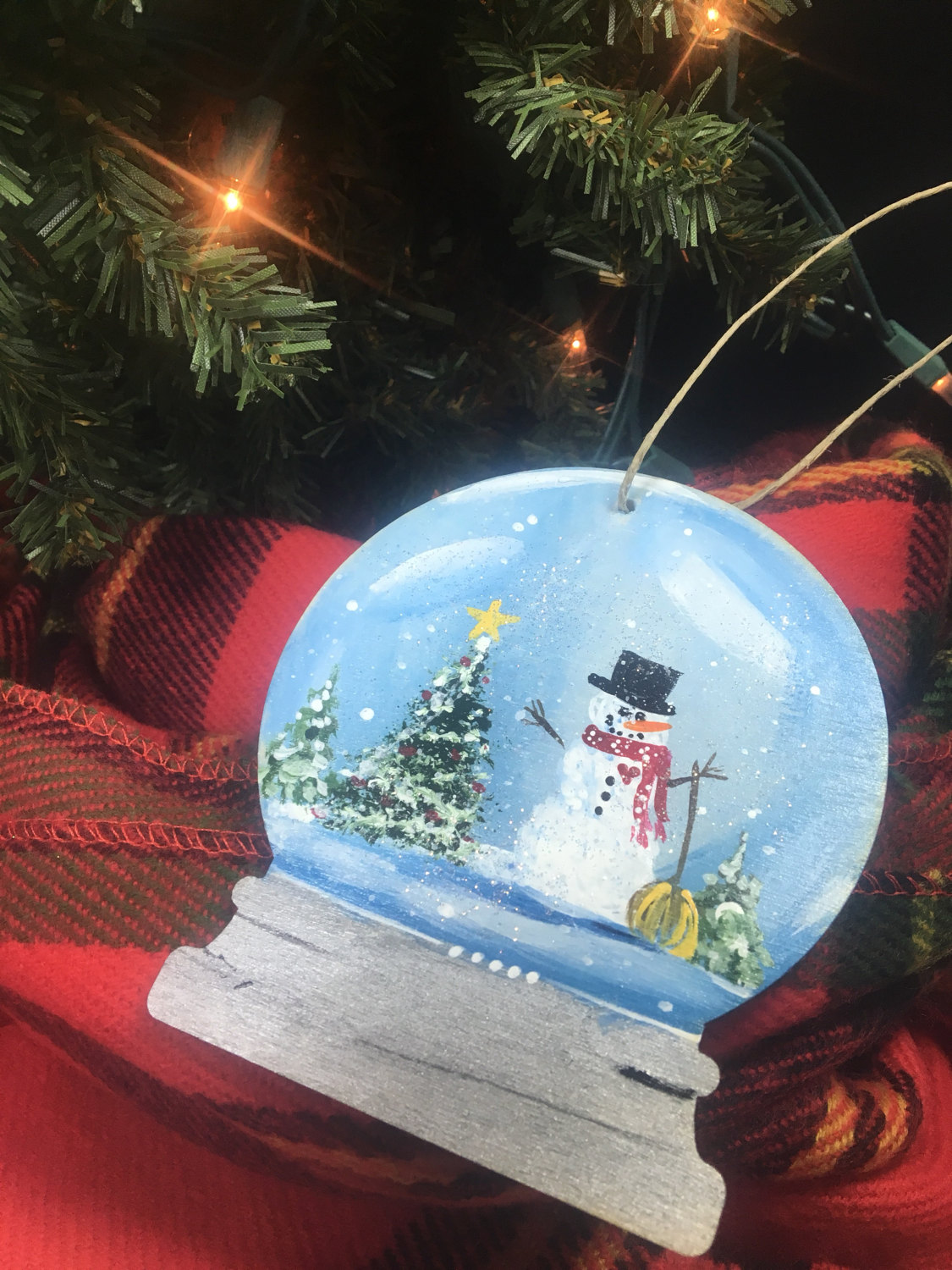 Hand Painted Wooden Snow Globe Ornament - Etsy