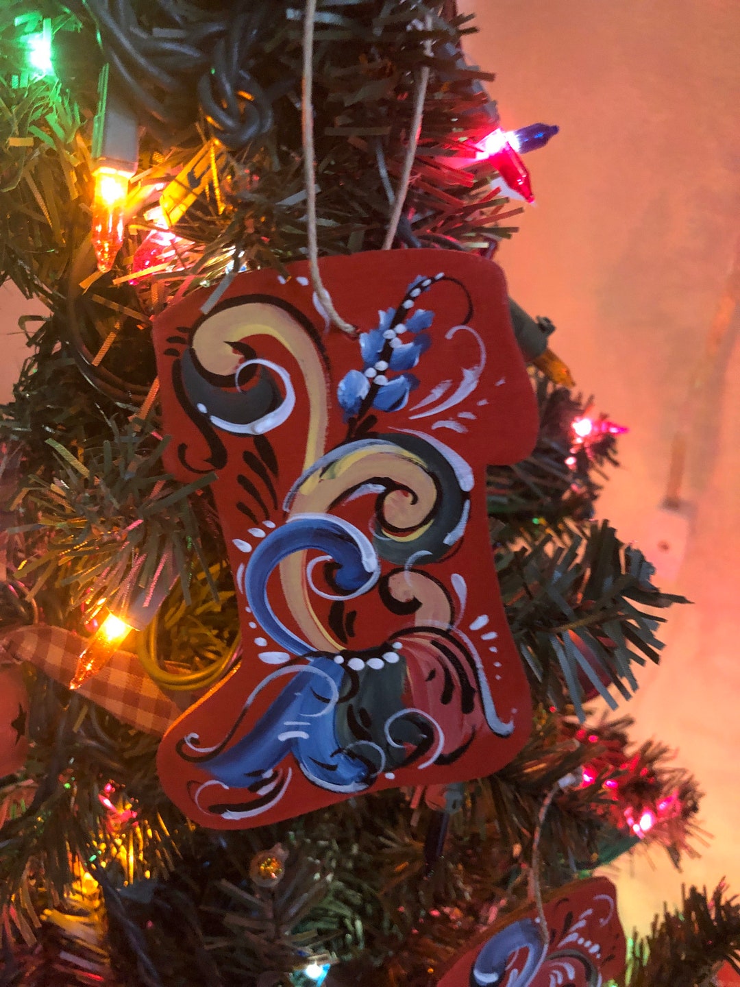 Norwegian Rosemaled Stocking Ornament - Etsy