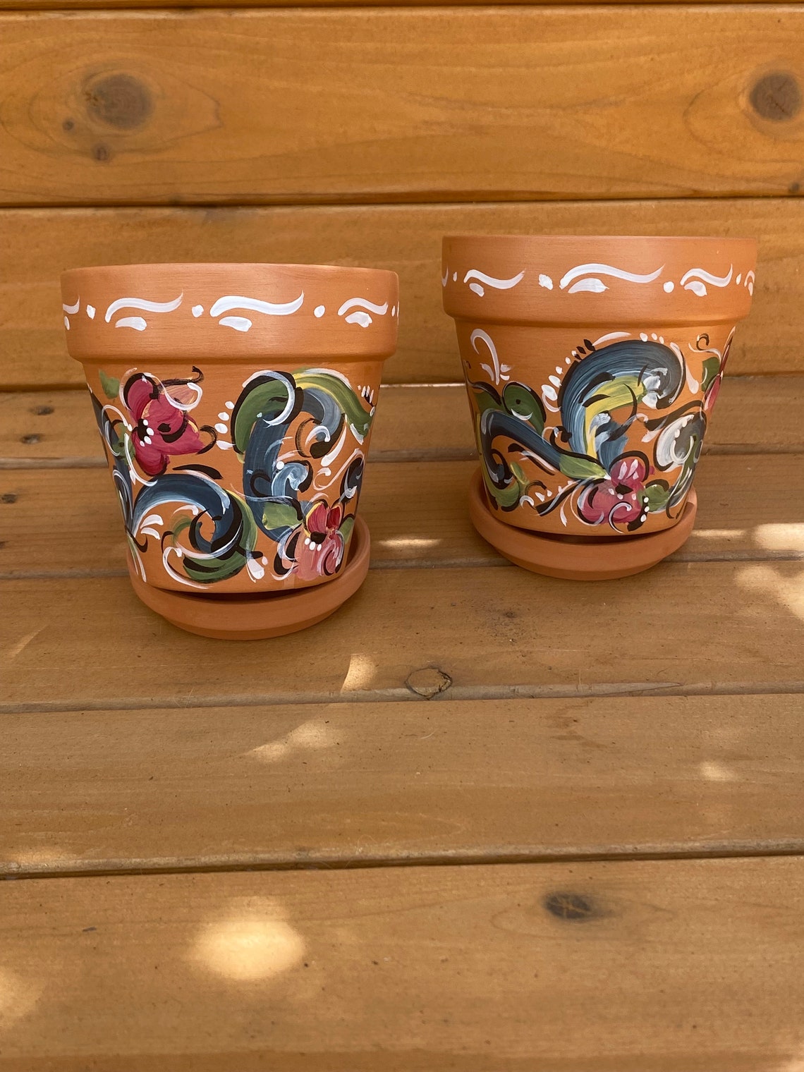 Norwegian Rosemaled Clay Pot 2”3” 4” or 6” - Etsy