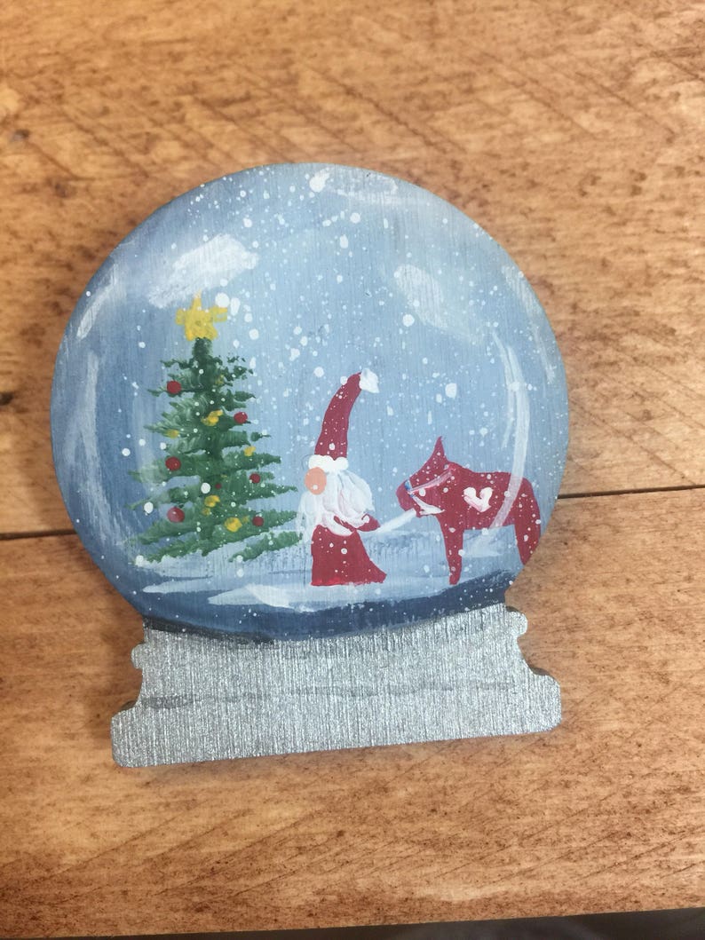 Hand Painted Snow Globe Pin or Magnet Choice - Etsy