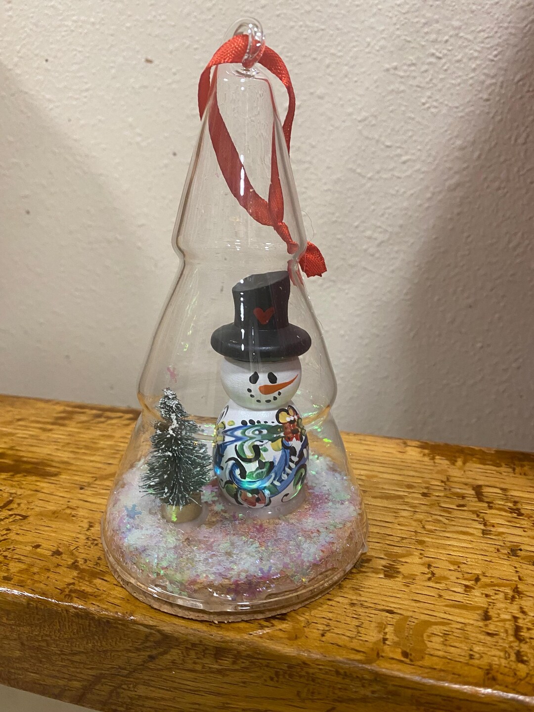 SALE Norwegian Rosemaled Snowman Ornament, Glass Tree Cloche - Etsy