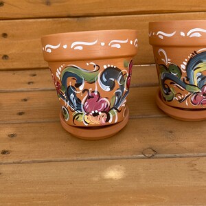 Norwegian Rosemaled Clay Pot 2”3” 4” or 6” - Etsy