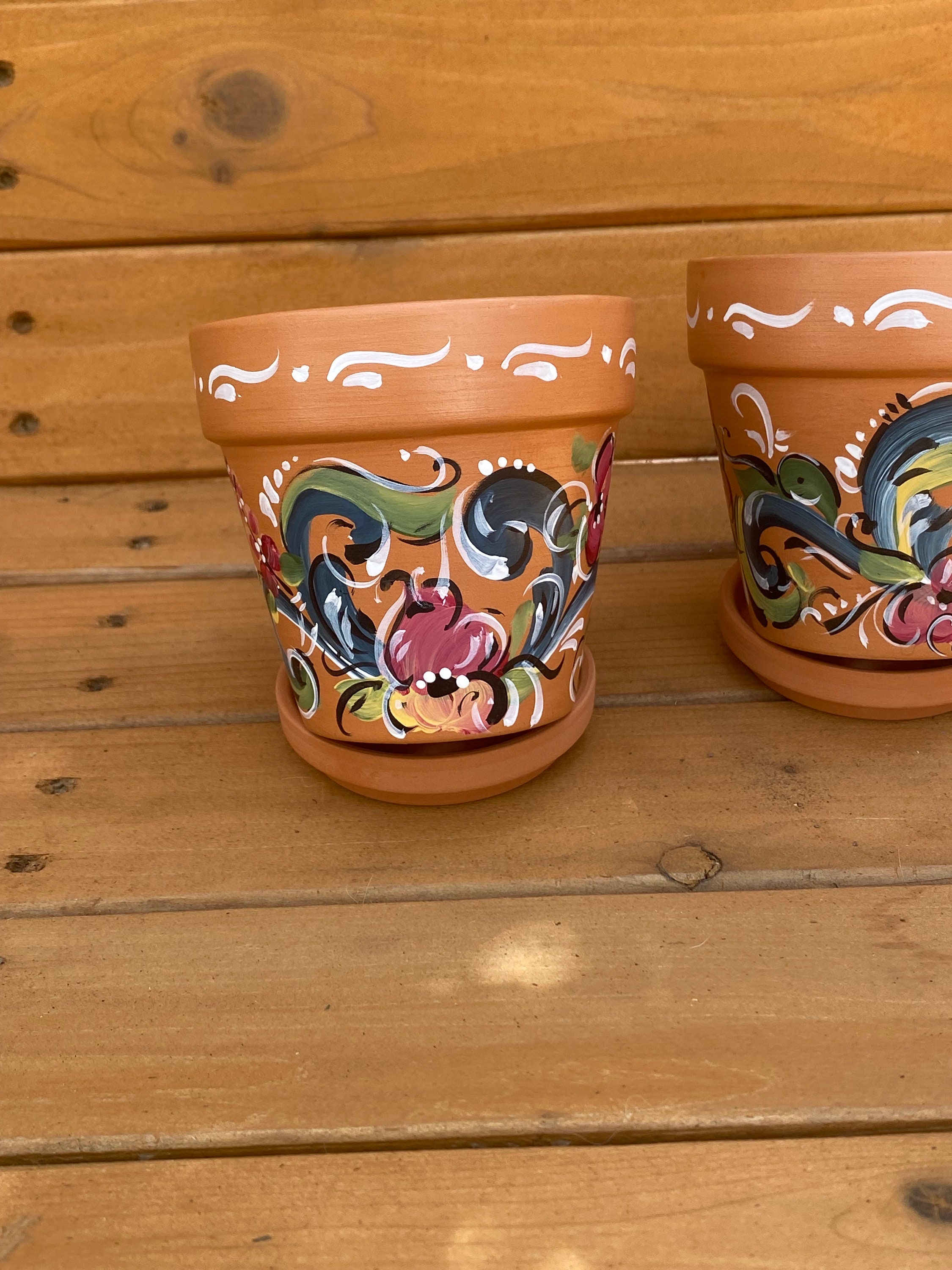 Norwegian Rosemaled Clay Pot 2”3” 4” or 6” - Etsy