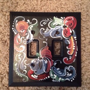 Norwegian Rosemaled Double Light Switch Plate - Etsy