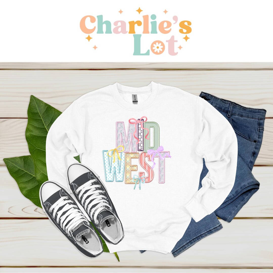 Pastel Midwest Sweatshirt: Faux Embroidery Vintage Tee - Etsy