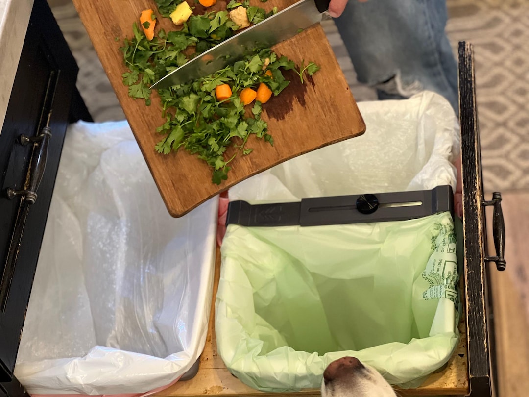 Trash Can Divider for Compost and Recycle Kitchen Waste Organizer ...