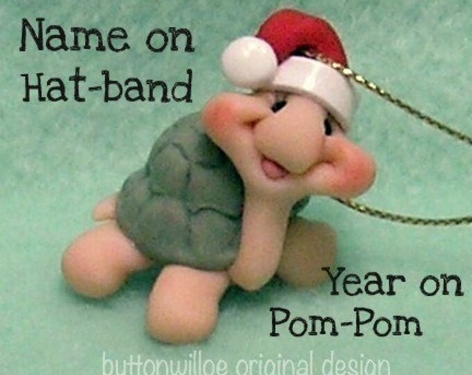 Tiny Santa Turtle Miniature Christmas Ornament or Figurine Personalized ...