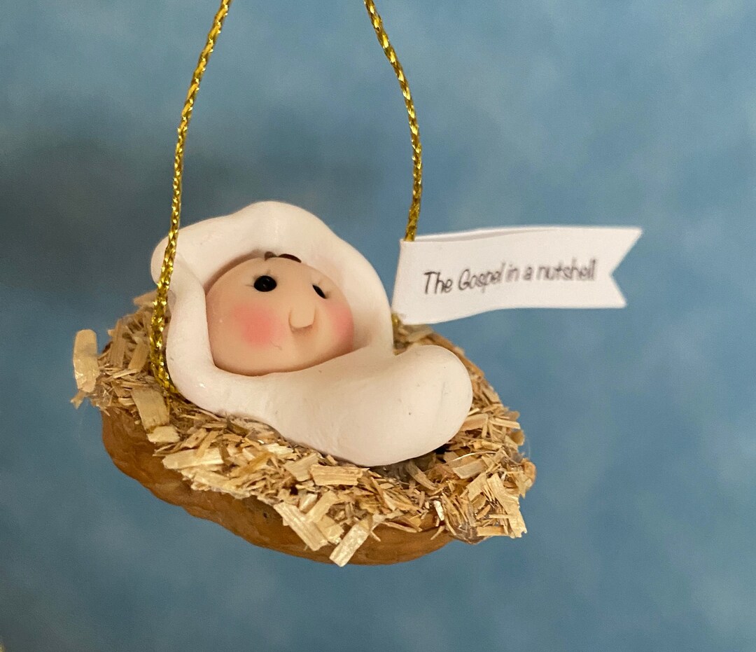 Baby Jesus Christmas Ornament Gospel in a Nutshell Ornament - Etsy