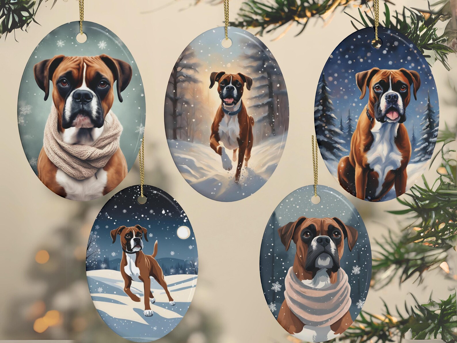 Boxer Christmas Ornament, Dog Owner Festive Decor, Gift for Boxer Lover ...