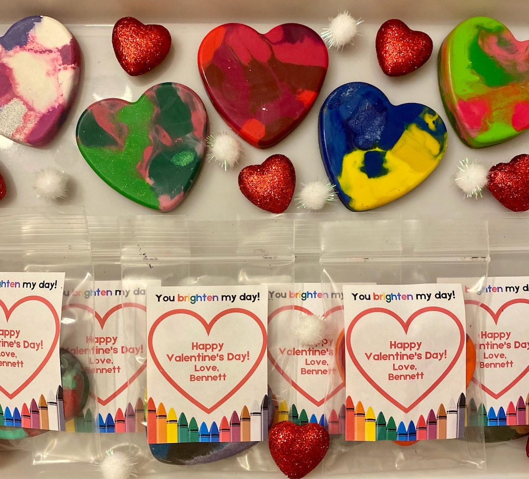 Heart Crayon Valentines - Etsy