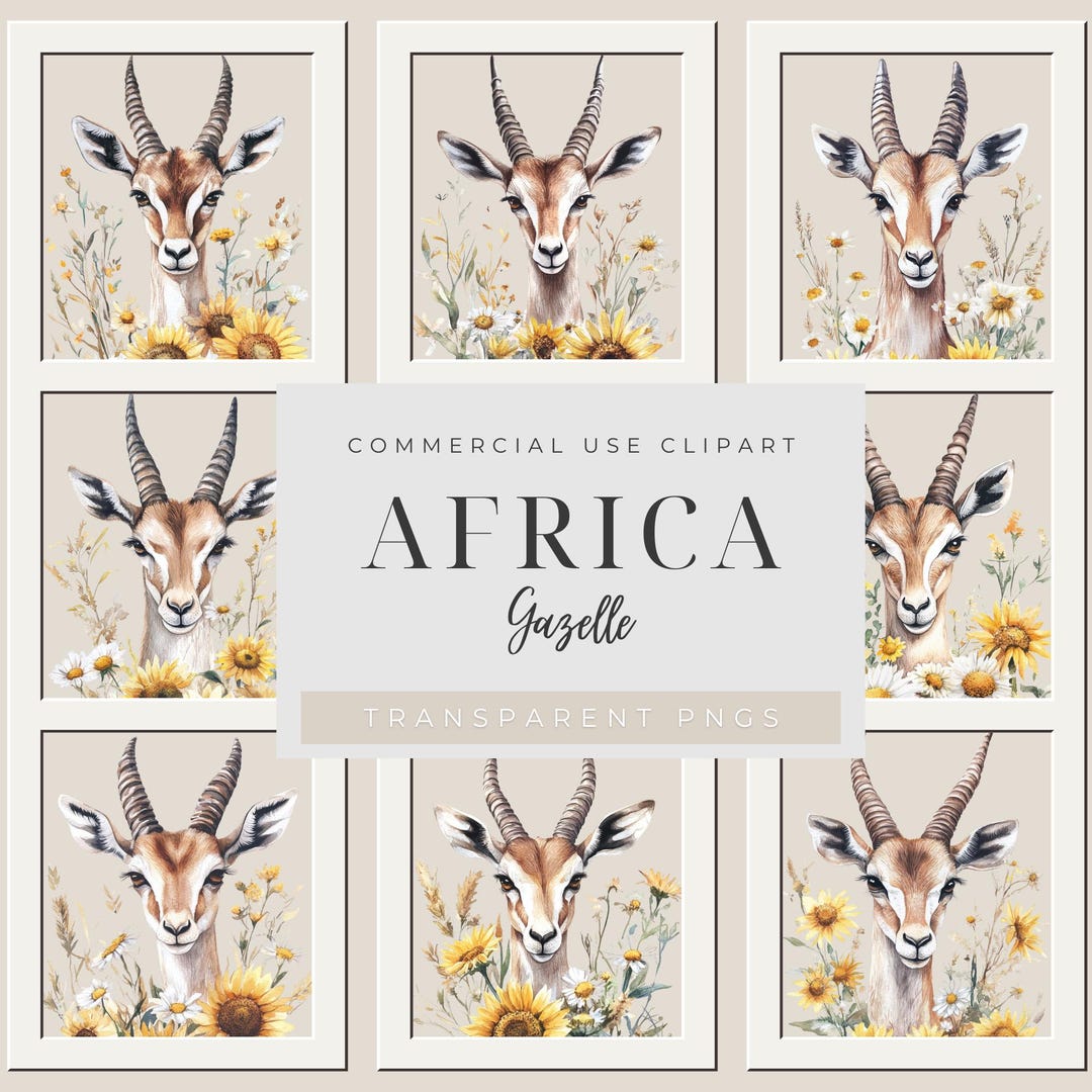 PNG Clip Art Watercolor African Gazelle - Etsy