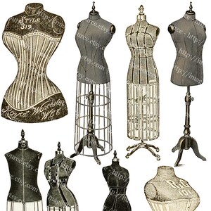 Printable Dress Forms Sewing Ephemera Clipart 8 X 10.5 Inch Digital ...