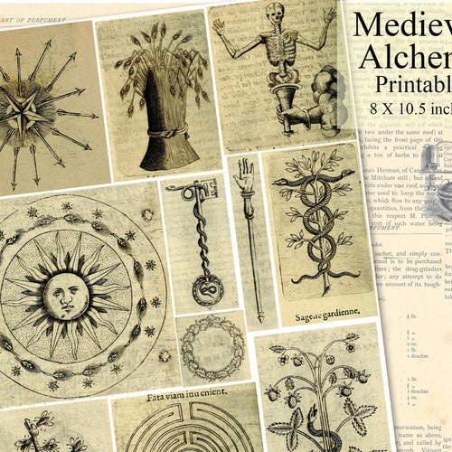 Alchemy Symbols Medieval Mysticism Collage Sheet Digital - Etsy