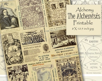 Alchemy Symbols Medieval Mysticism Collage Sheet Digital | Etsy