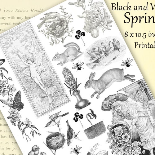 Vintage Clip Art Digital Stamps Black and White for Junk - Etsy