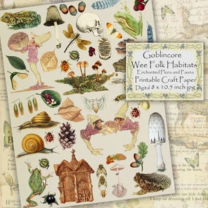 Printable Goblincore Collage Elements, Woodland Wee Folk, Enchanted ...