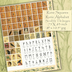 Rune Squares Printable Tiles Digital Collage Sheet .75 X .83 Inch Runic ...