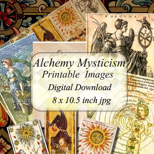 Alchemy Occult Printable Collage Sheet, Tarot and Mysticism Symbols and ...