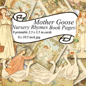 Mother Goose Printable, Nursery Rhymes Scrapbook Pages, Digital Collage ...