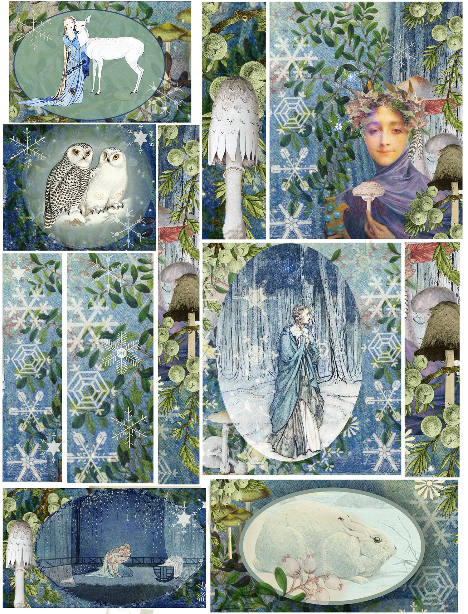 Printable Winter Woodland Magical Winterland Digital Craft Paper ...