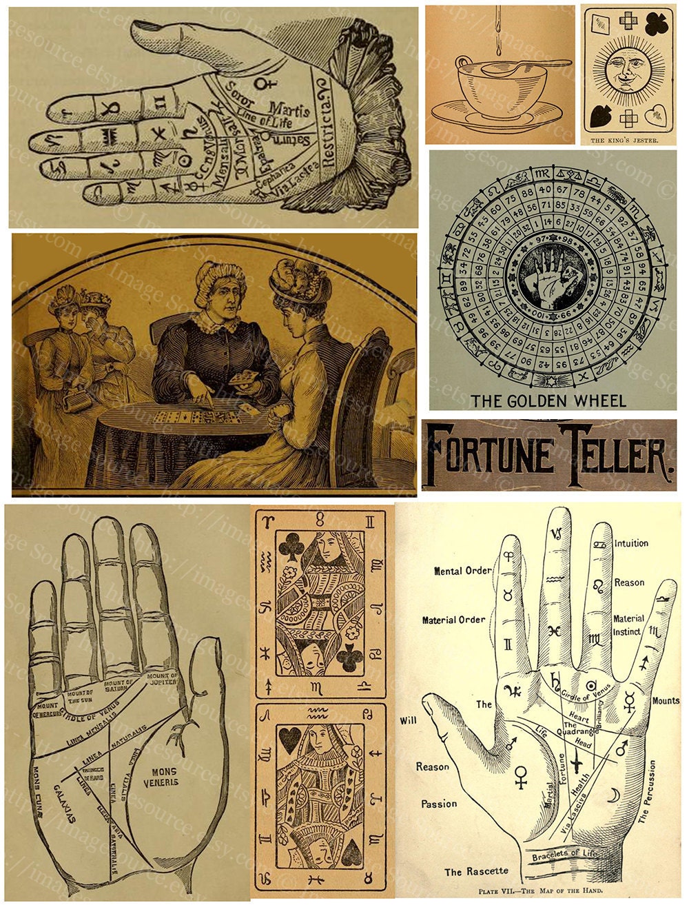 Fortune Teller Printable Collage Sheet Antique Images - Etsy