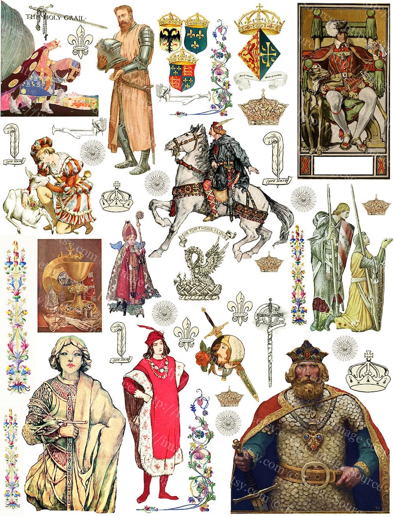 Renaissance Kings Printable, Medieval Clip Art, Digital Scrapbooking ...