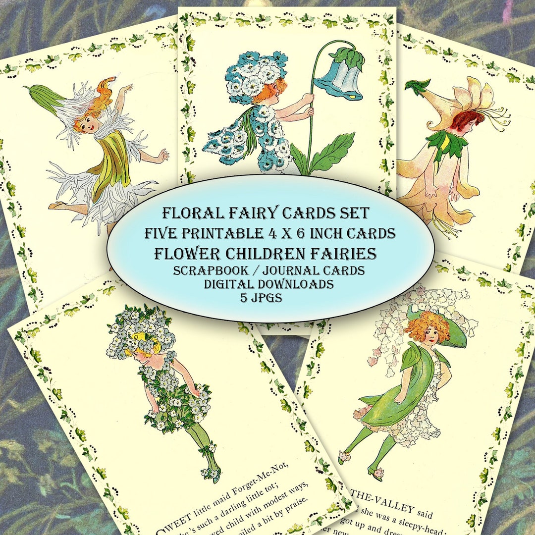 Printable Garden Sprites Art Cards Flower Children Fairies - Etsy Portugal
