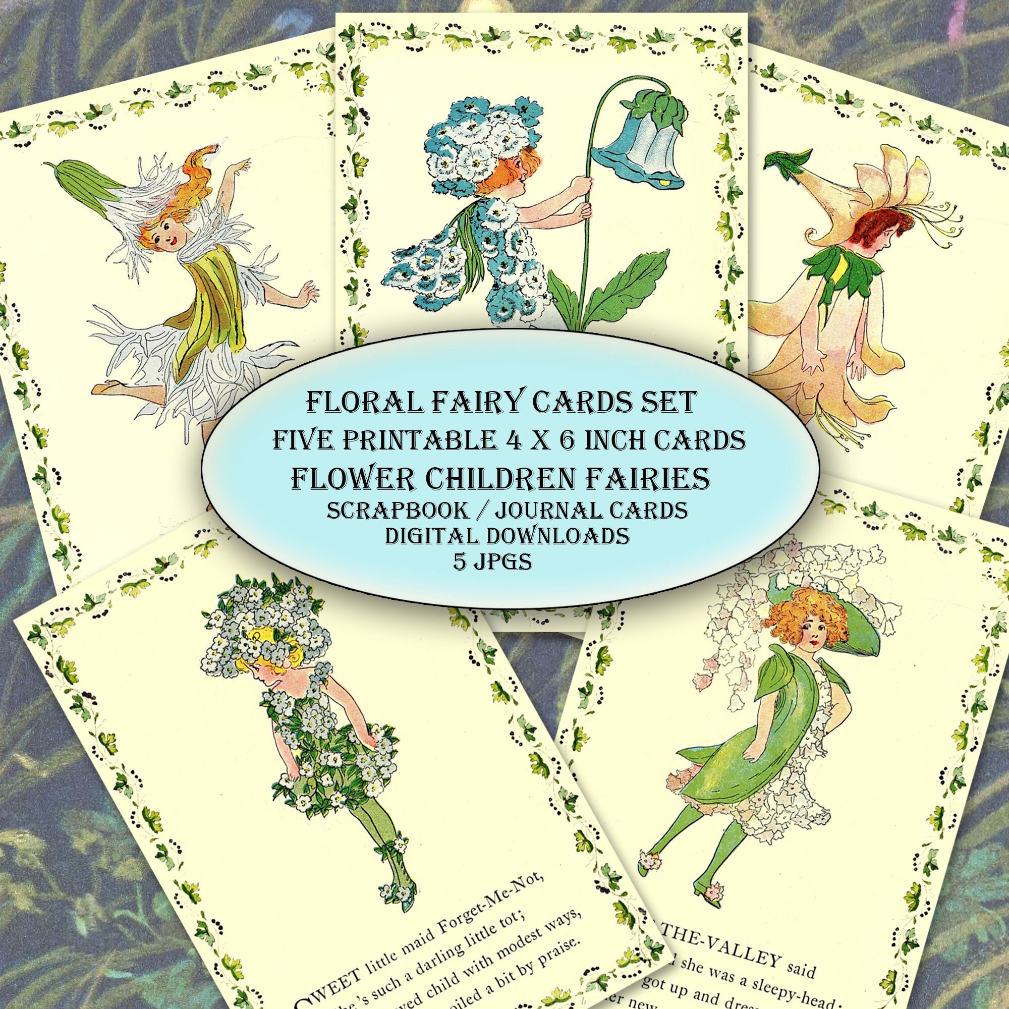 Printable Garden Sprites Art Cards Flower Children Fairies - Etsy