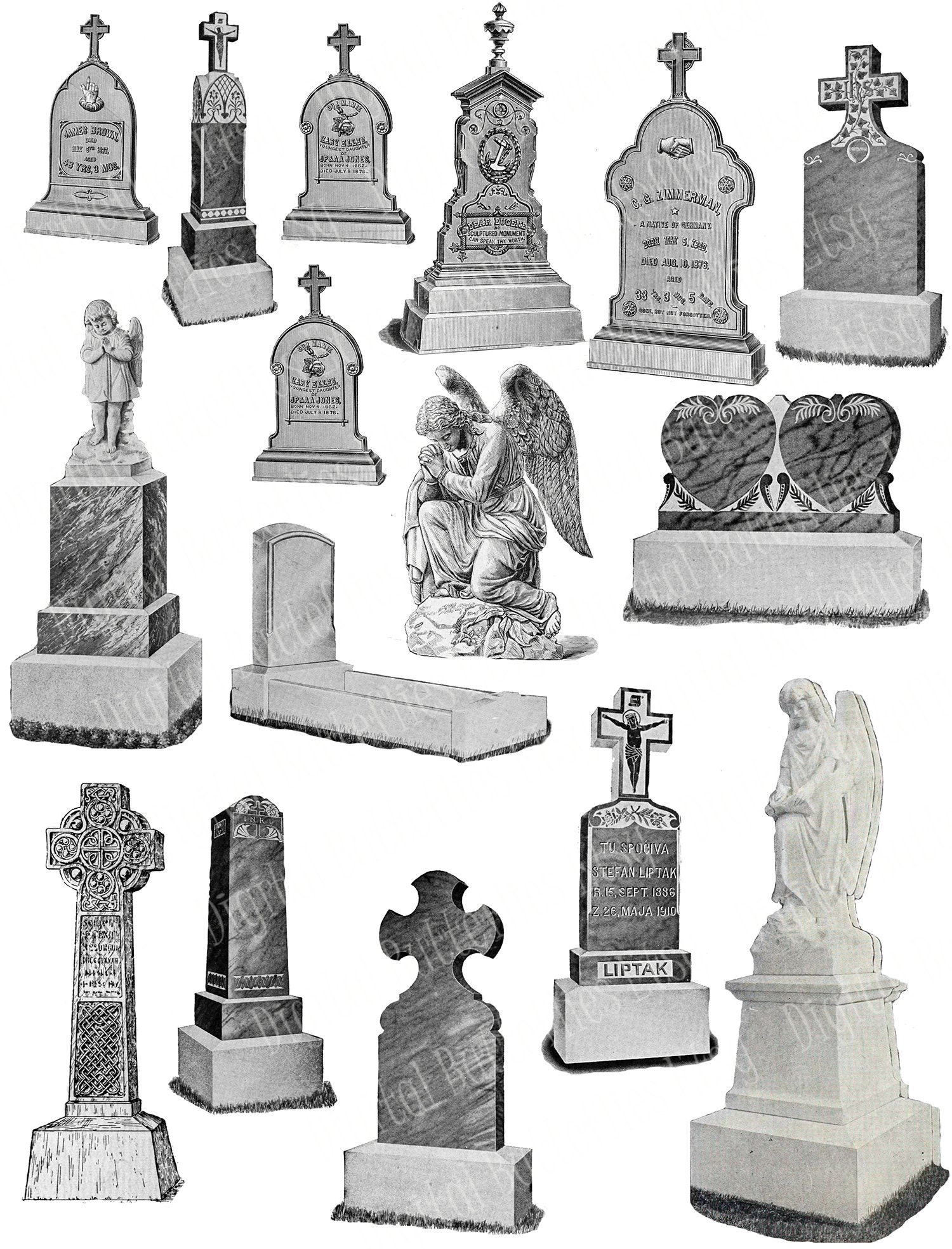 Printable Images of Cemetery Gravestones Headstones and - Etsy